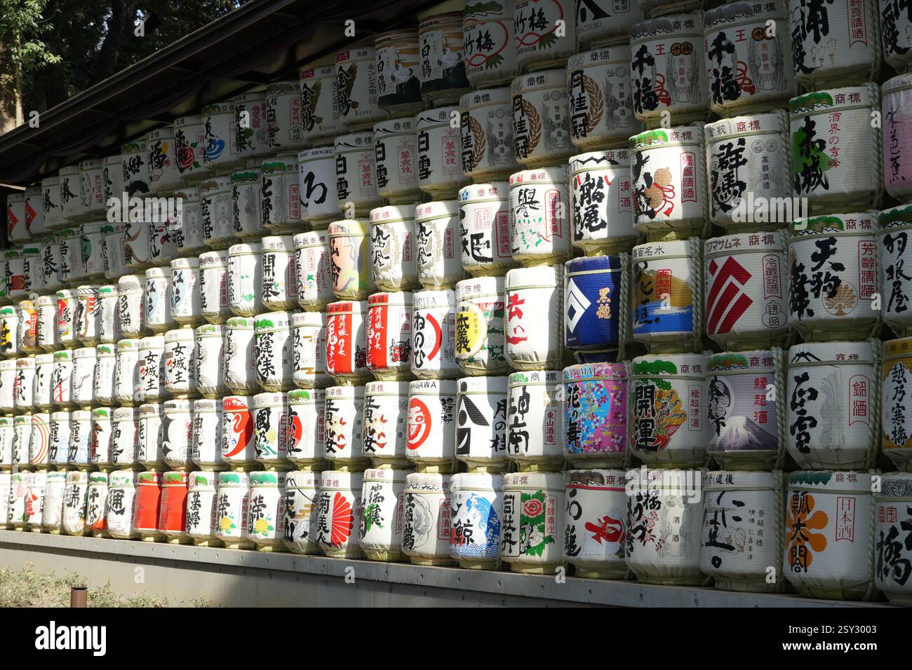 Japanese rice wine barrels Meiji Shrine, near Yoyogi Park, Tokyo, Japan ...