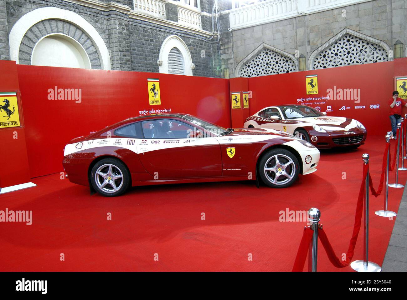 Ferrari car displayed at hotel taj mahal, Bombay, Mumbai, Maharashtra ...