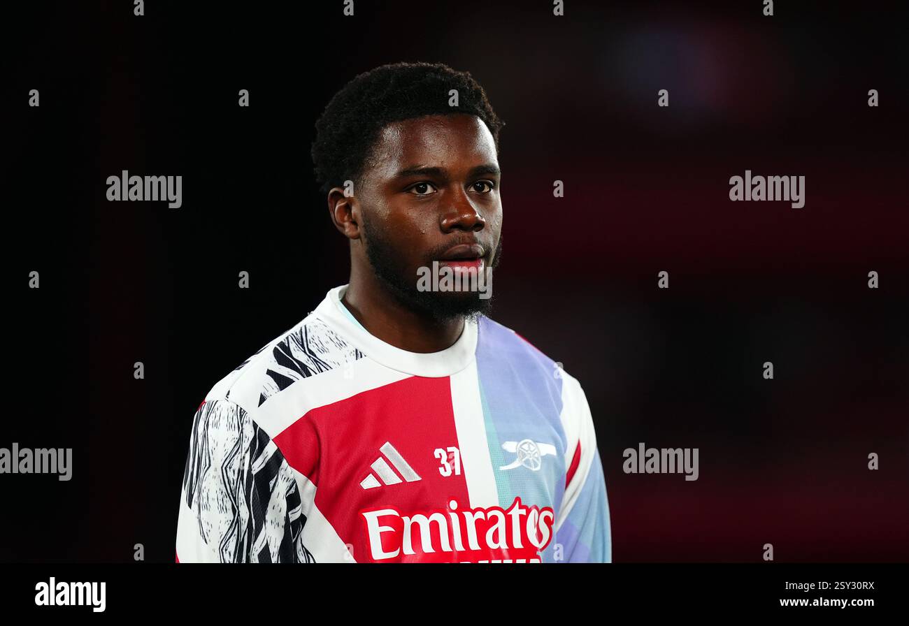 Arsenal's Nathan Butler-Oyedeji during the Premier League match at the ...