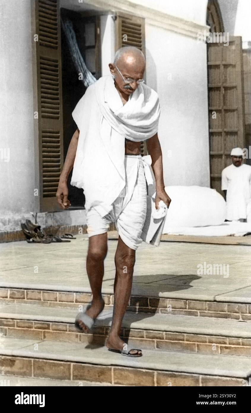 Mahatma gandhi in compound of birla house, delhi, india, asia, 1938 ...