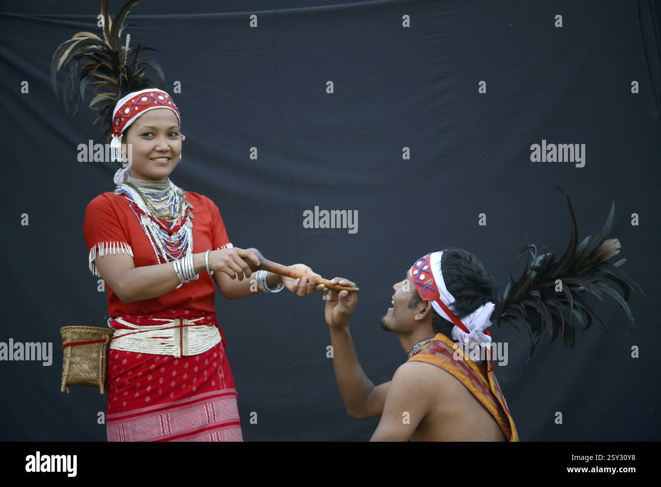 Garo tribe couple performing folk dance, meghalaya, india, asia, mr#786 ...