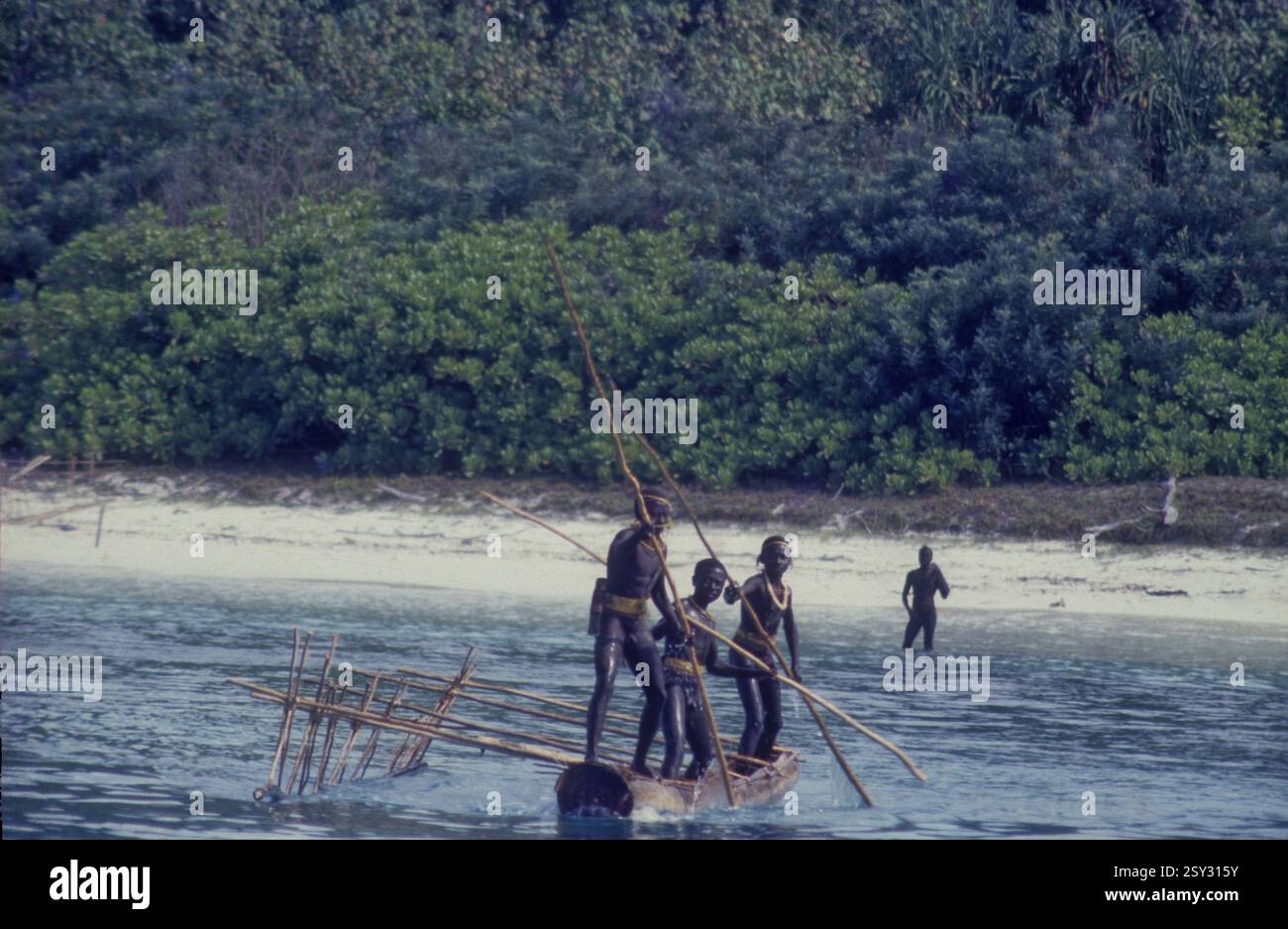Negrito people in boat, andaman, india, asia Stock Photo - Alamy