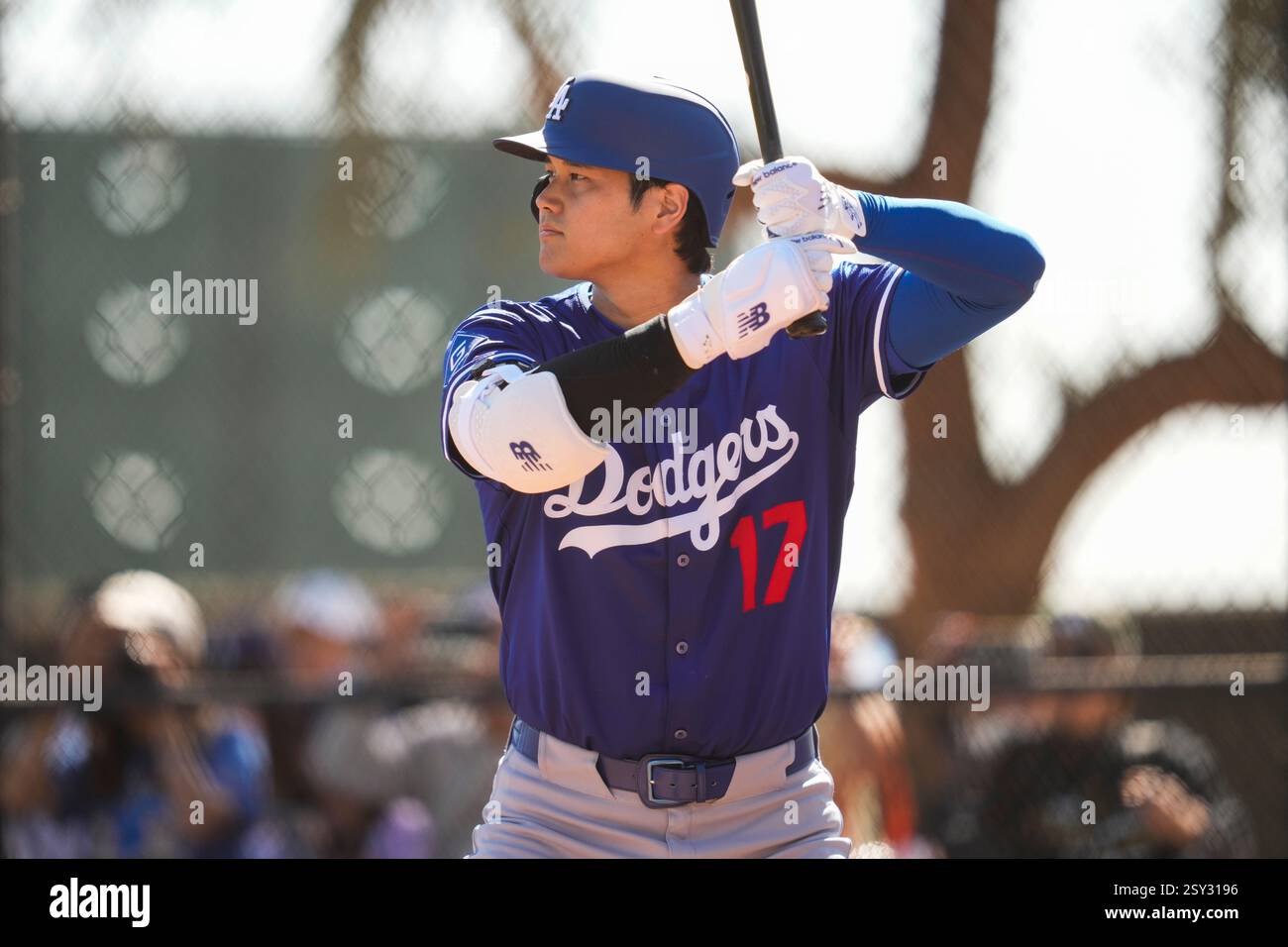 Los Angeles Dodgers two-way player Shohei Ohtani works out during a ...
