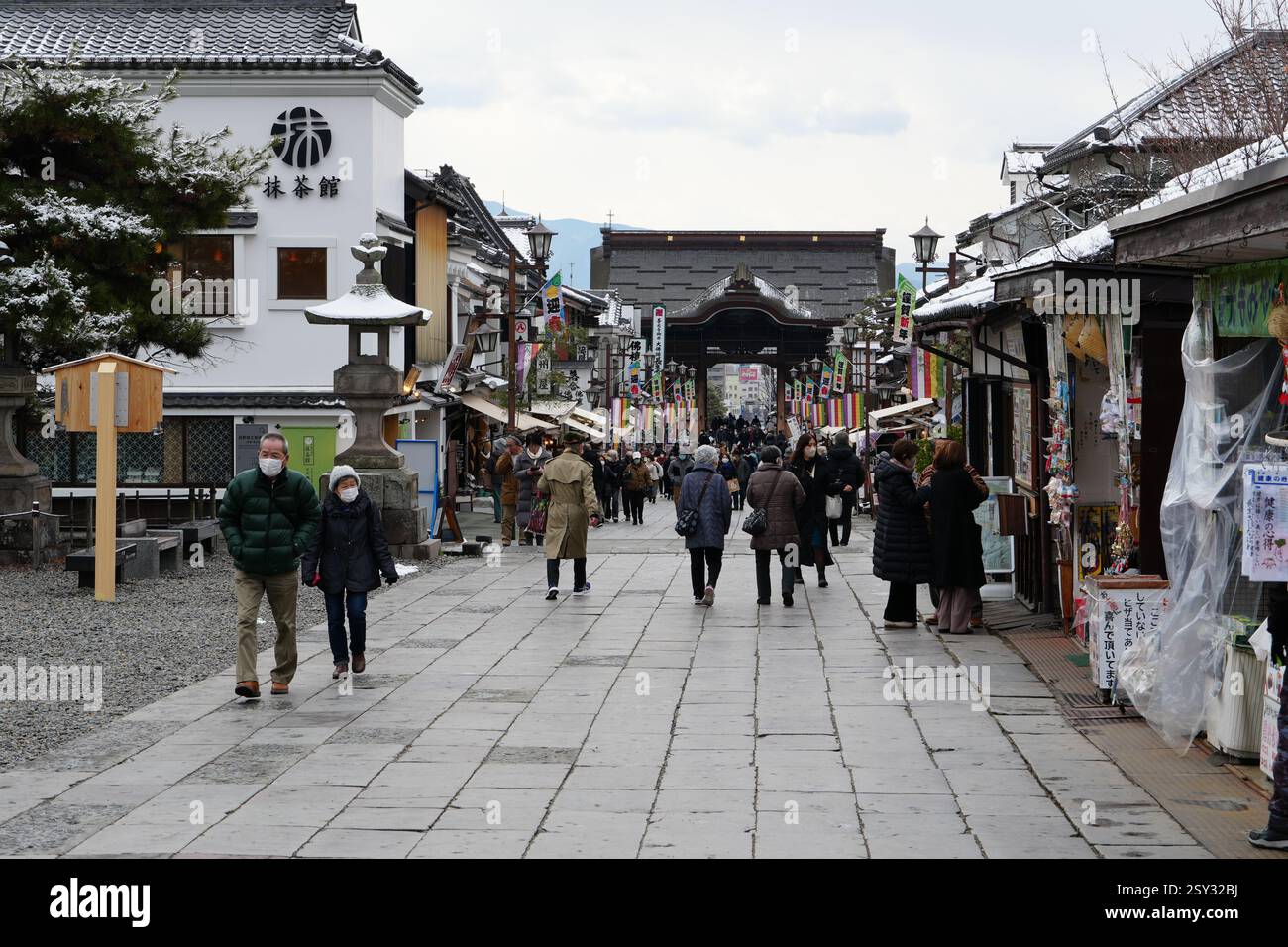 Street scenes in Nagano, a Japanese city surrounded by mountains in the ...