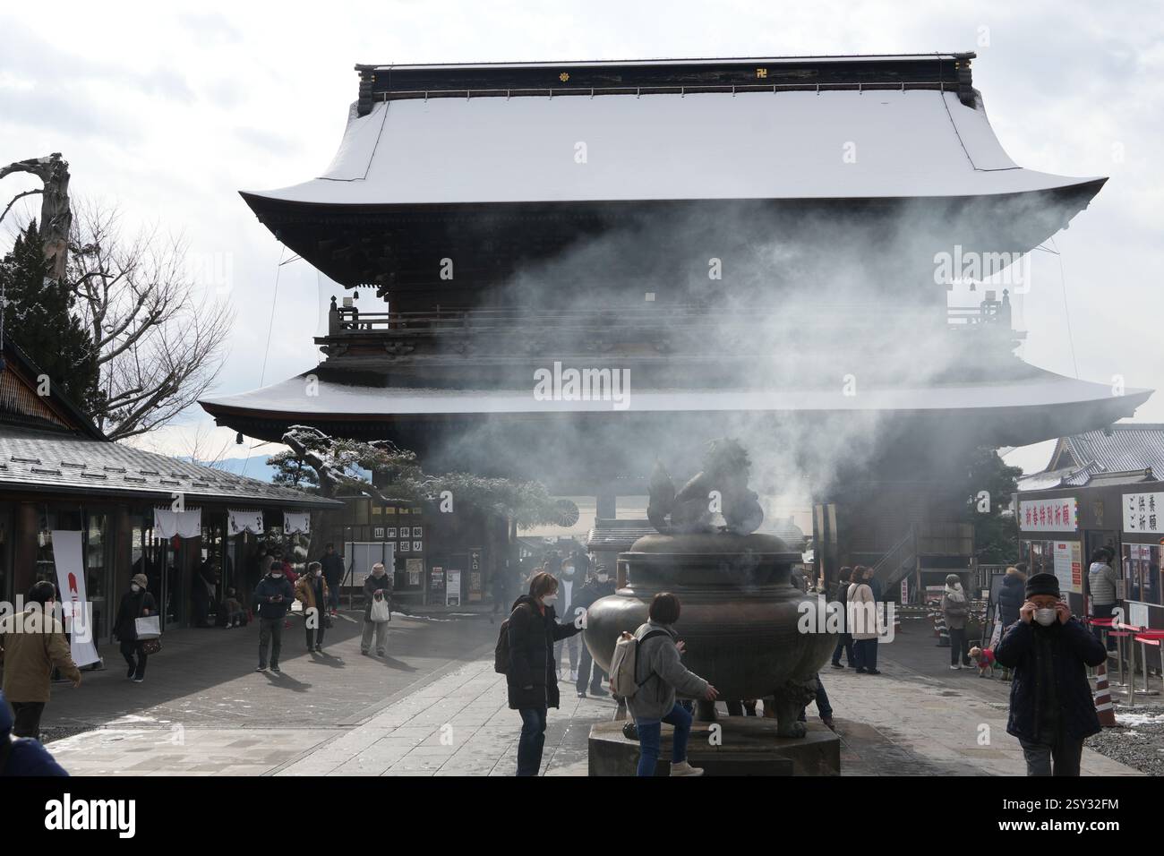 Street scenes in Nagano, a Japanese city surrounded by mountains in the ...
