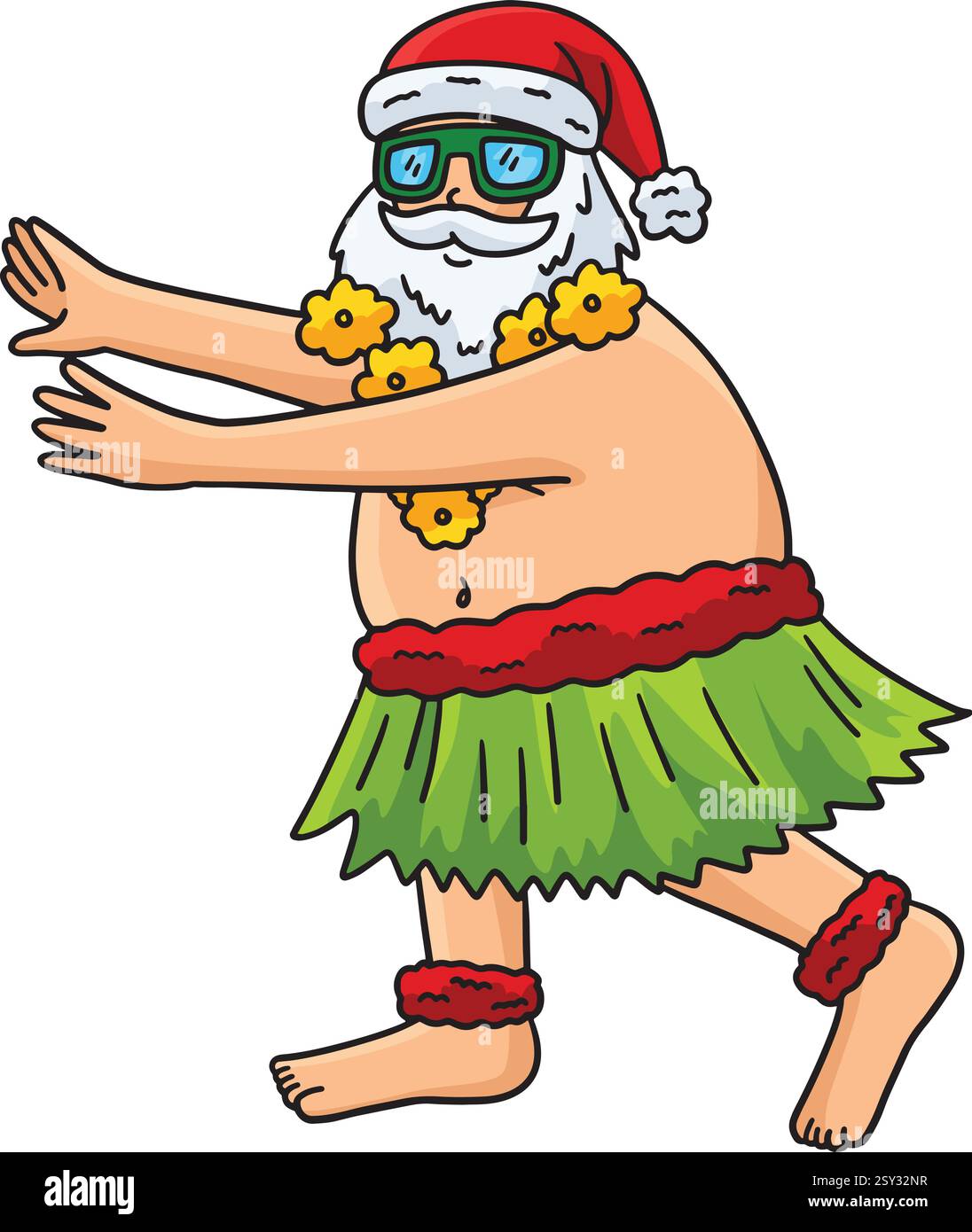 Christmas in July Santa Hula Dancing Clipart Stock Vector Image & Art ...