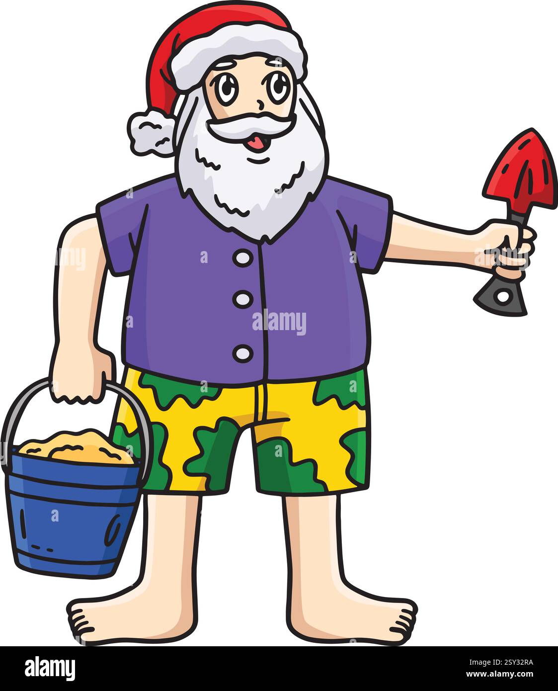 Christmas in July Santa Bucket and Shovel Clipart Stock Vector Image ...