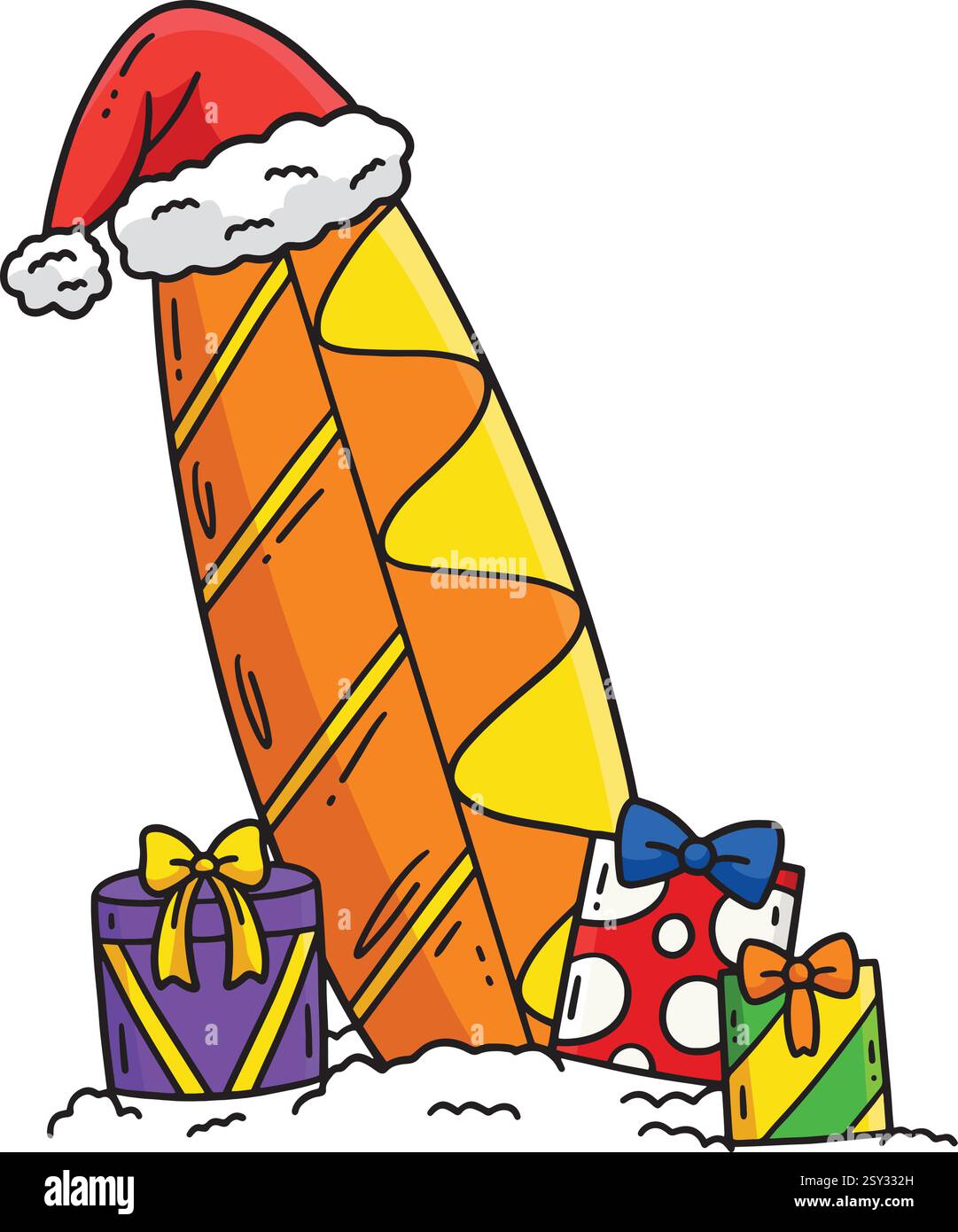 Christmas in July Surfboard Hat Cartoon Clipart Stock Vector Image & Art - Alamy