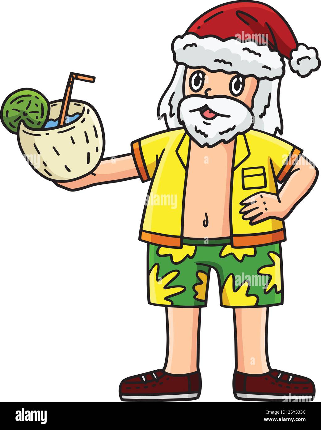 Christmas in July Santa Coconut Drink Clipart Stock Vector Image & Art ...