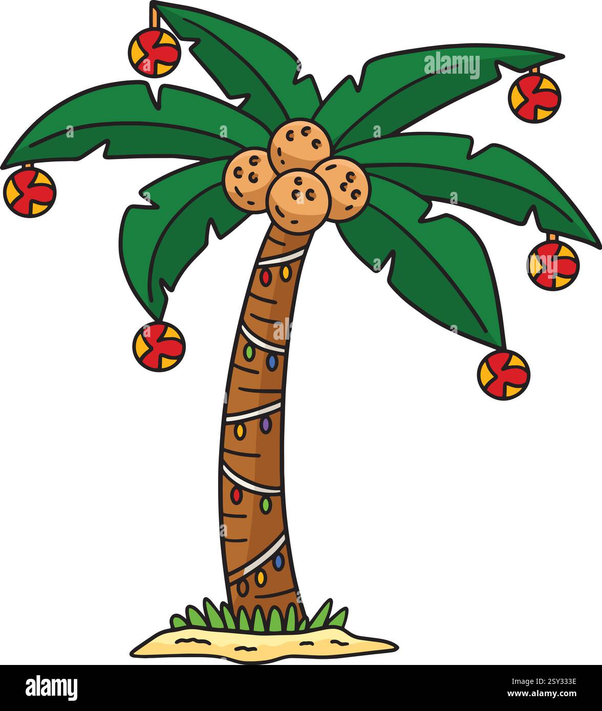 Christmas in July Coconut Tree Cartoon Clipart Stock Vector Image & Art ...