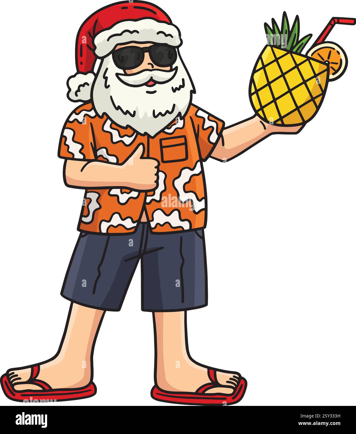 Christmas in July Santa in Aloha Shirt Clipart Stock Vector Image & Art ...