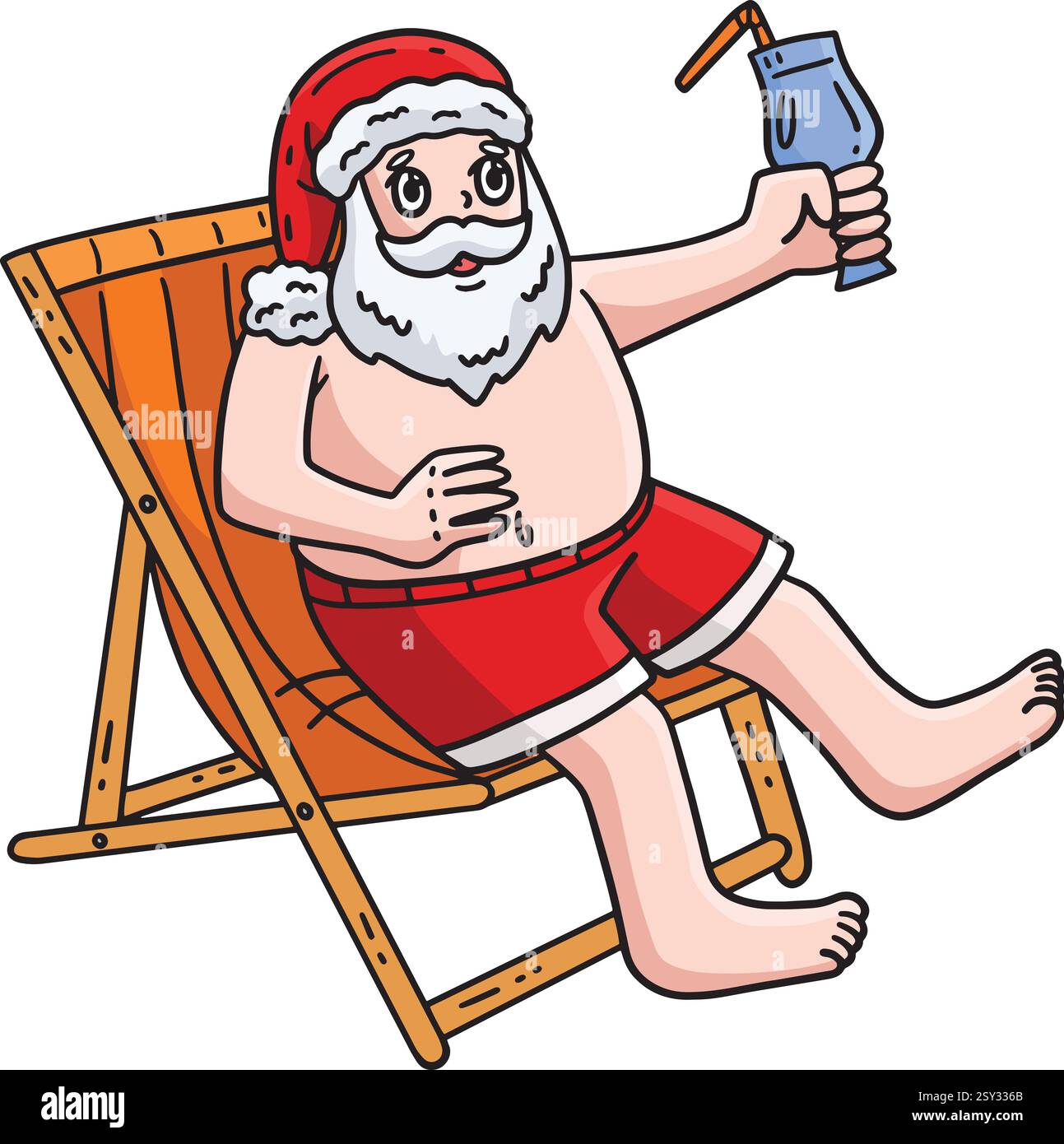 Christmas in July Santa Sunbathing Clipart Stock Vector Image & Art - Alamy