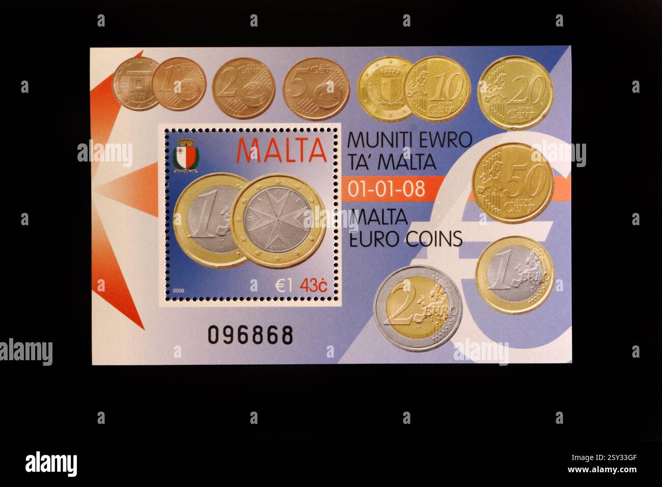 Malta postage stamp issue mini sheet, celebrating Malta adopting the ...