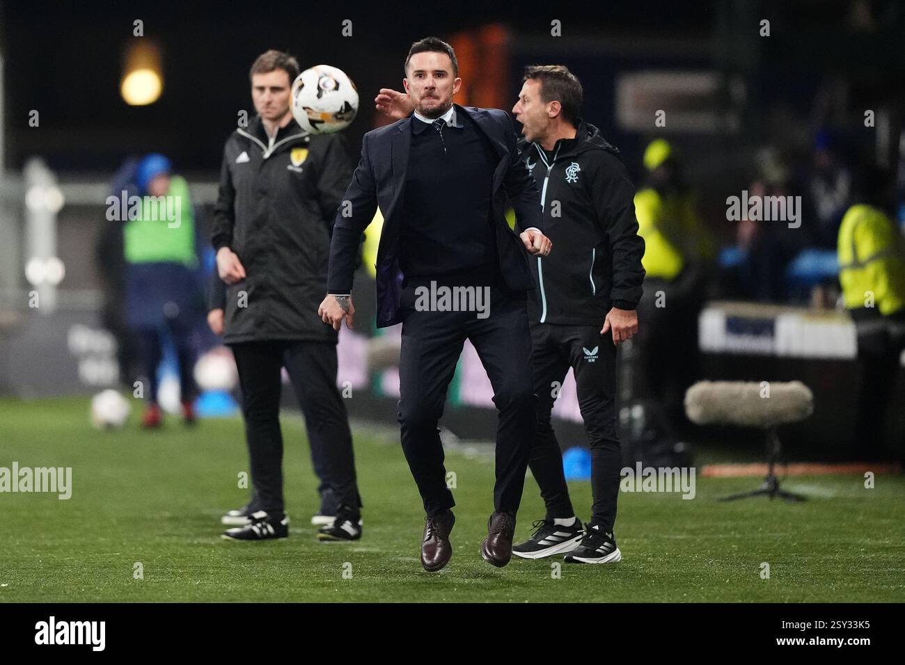 Rangers interim head coach Barry Ferguson (centre) gestures on the ...