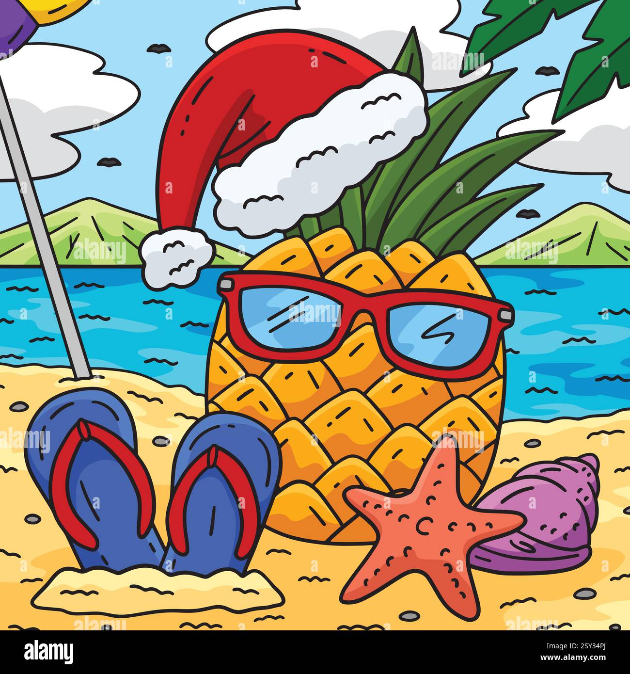 Christmas in July Pineapple and Eyeglass Colored Stock Vector Image ...