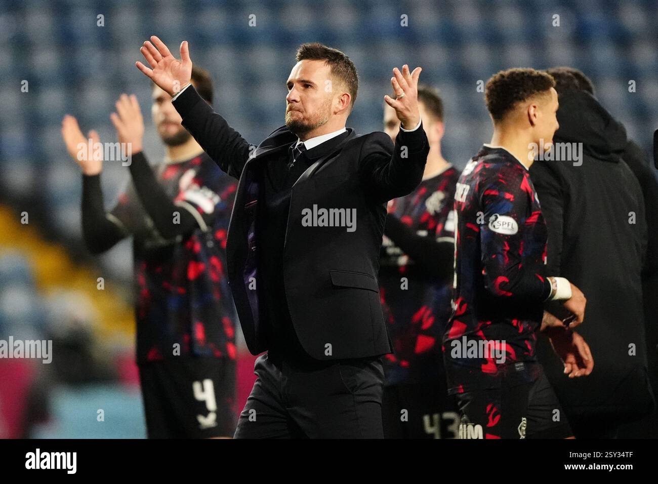Rangers interim head coach Barry Ferguson celebrates after the William ...