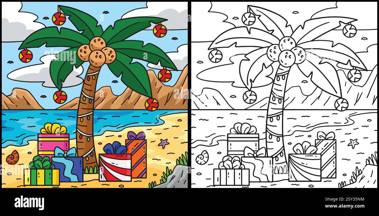 Christmas in July Coconut Tree Illustration Stock Vector Image & Art ...
