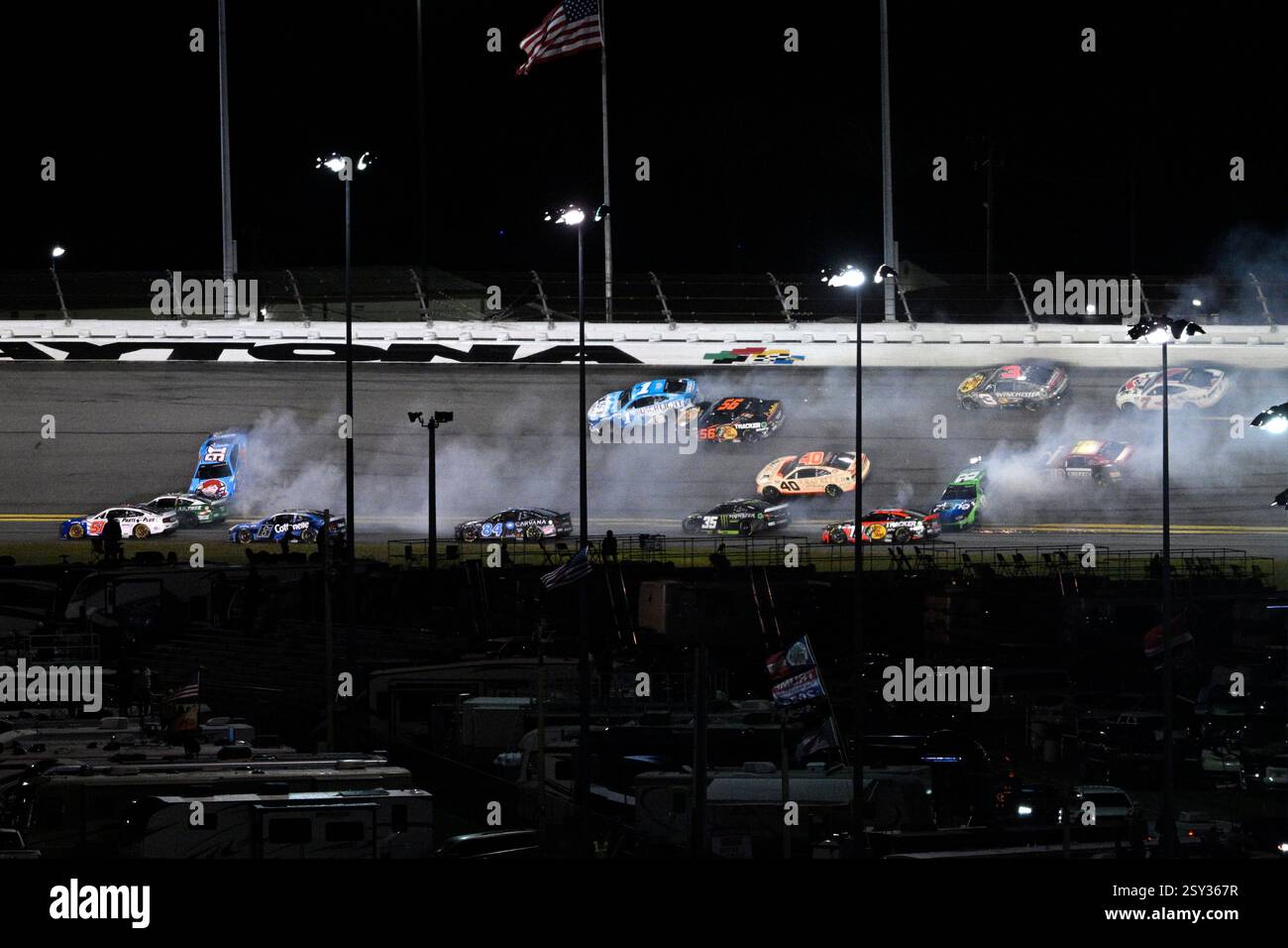 Drivers get in a multi-car collision between Turns 1 and 2 during the ...