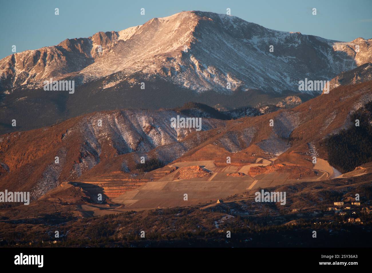 Pikes Peak at dawn from northern Colorado Springs, Colorado. Feb. 24 ...