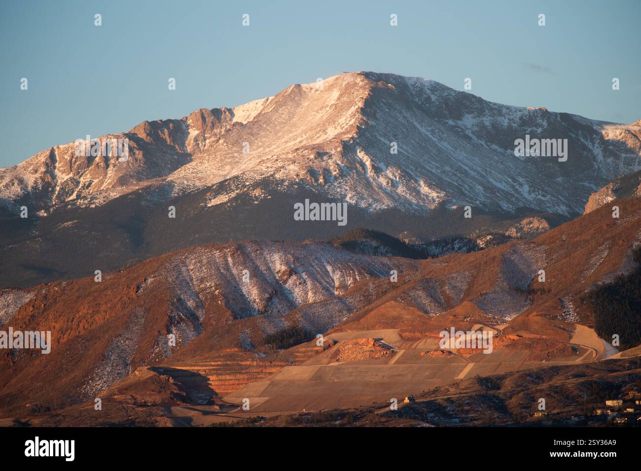 Pikes Peak at dawn from northern Colorado Springs, Colorado. Feb. 24 ...