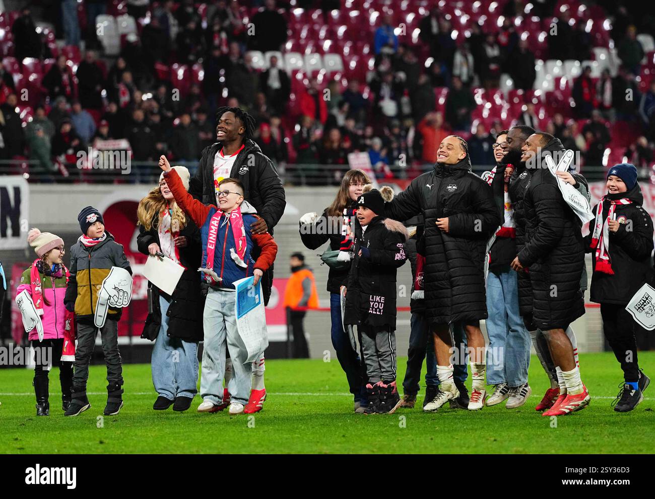 February 26 2025: Xavi Simons of RB Leipzig with post game celebration ...