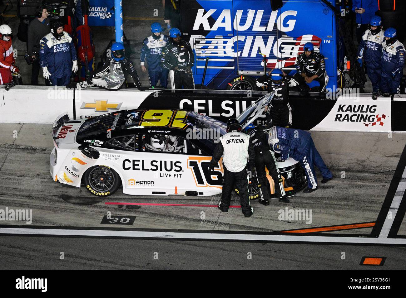 AJ Allmendinger (16) makes a pit stop during the NASCAR Daytona 500 ...