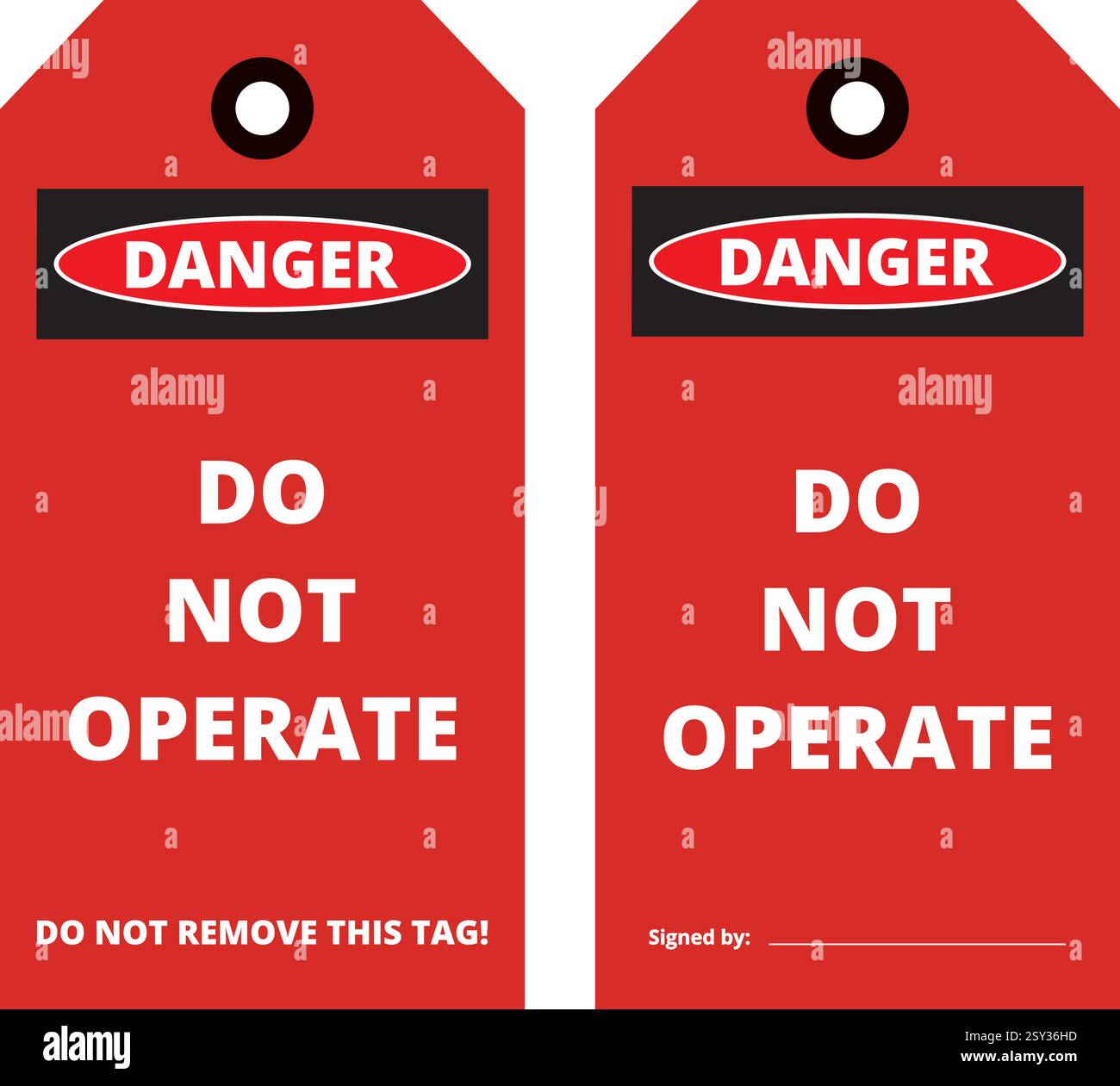 Red danger do not operate labels on a white background Stock Vector ...