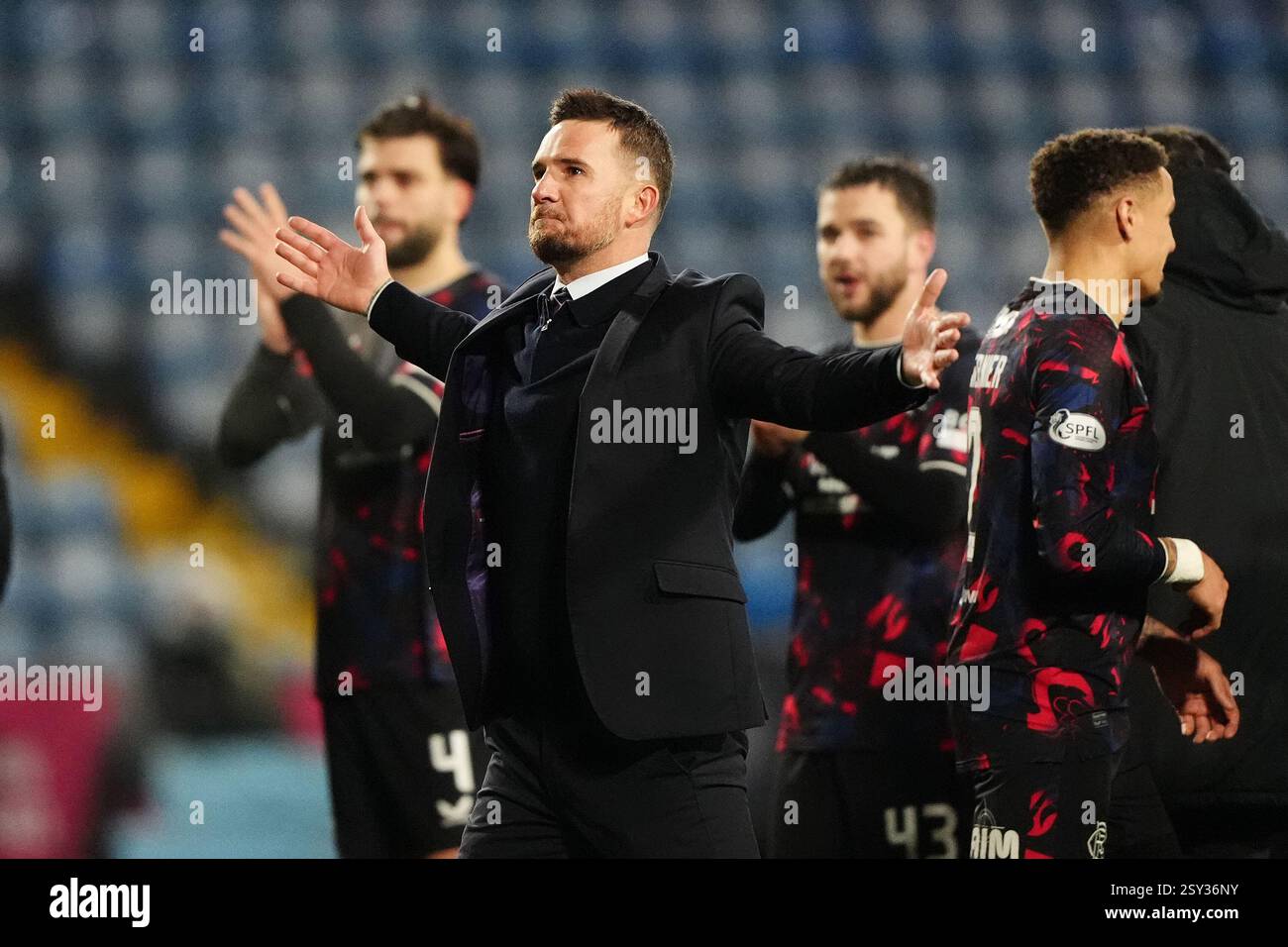 Rangers interim head coach Barry Ferguson celebrates after the William ...