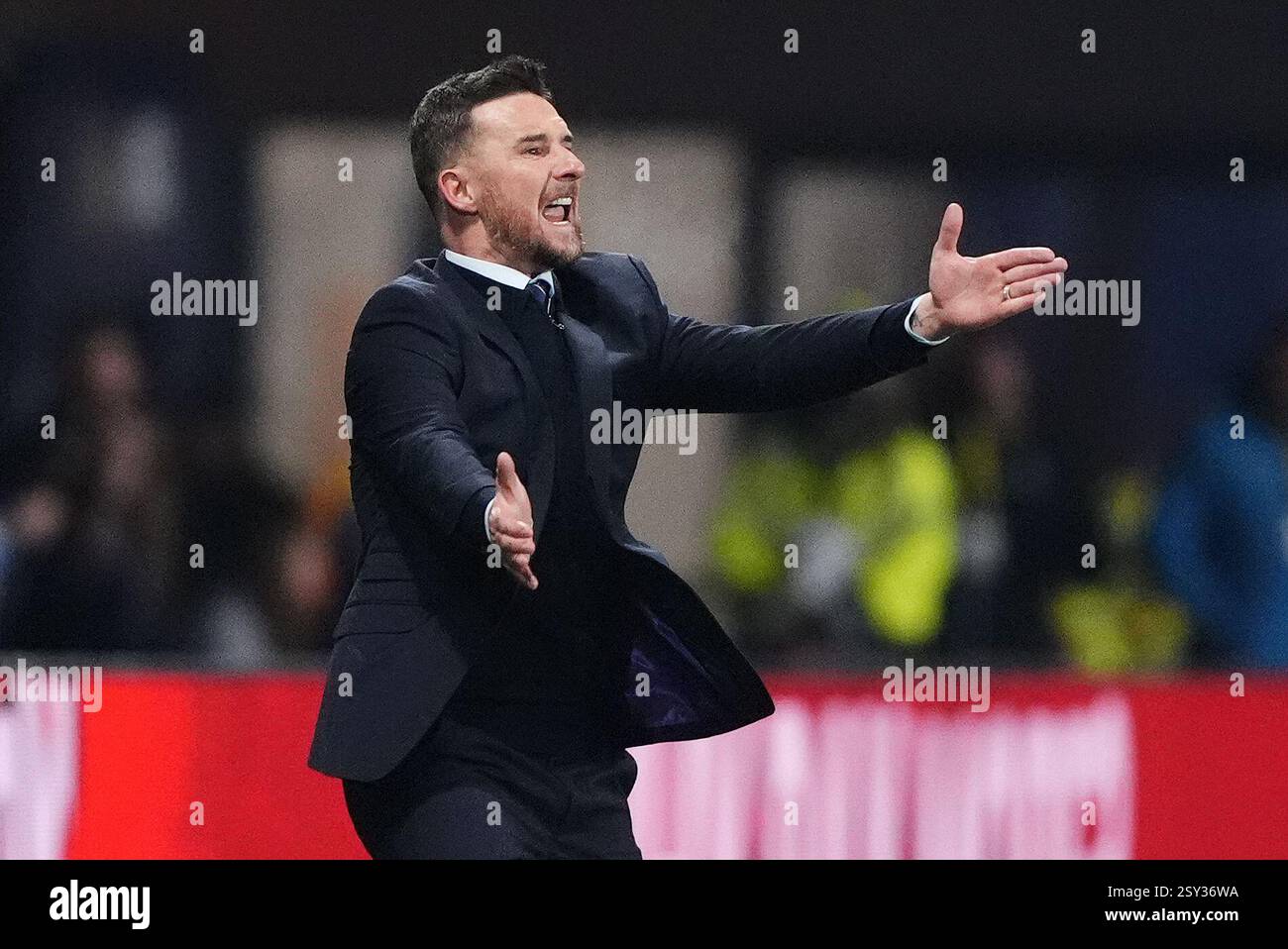 Rangers interim head coach Barry Ferguson gestures on the touchline ...