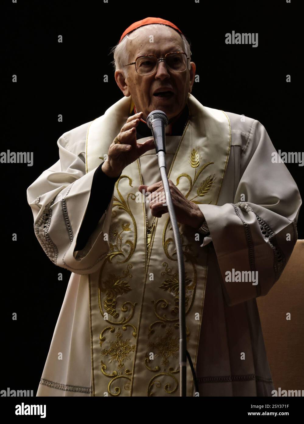 February 26, 2025 - Vatican City. Cardinal GIOVANNI BATTISTA RE Dean of ...