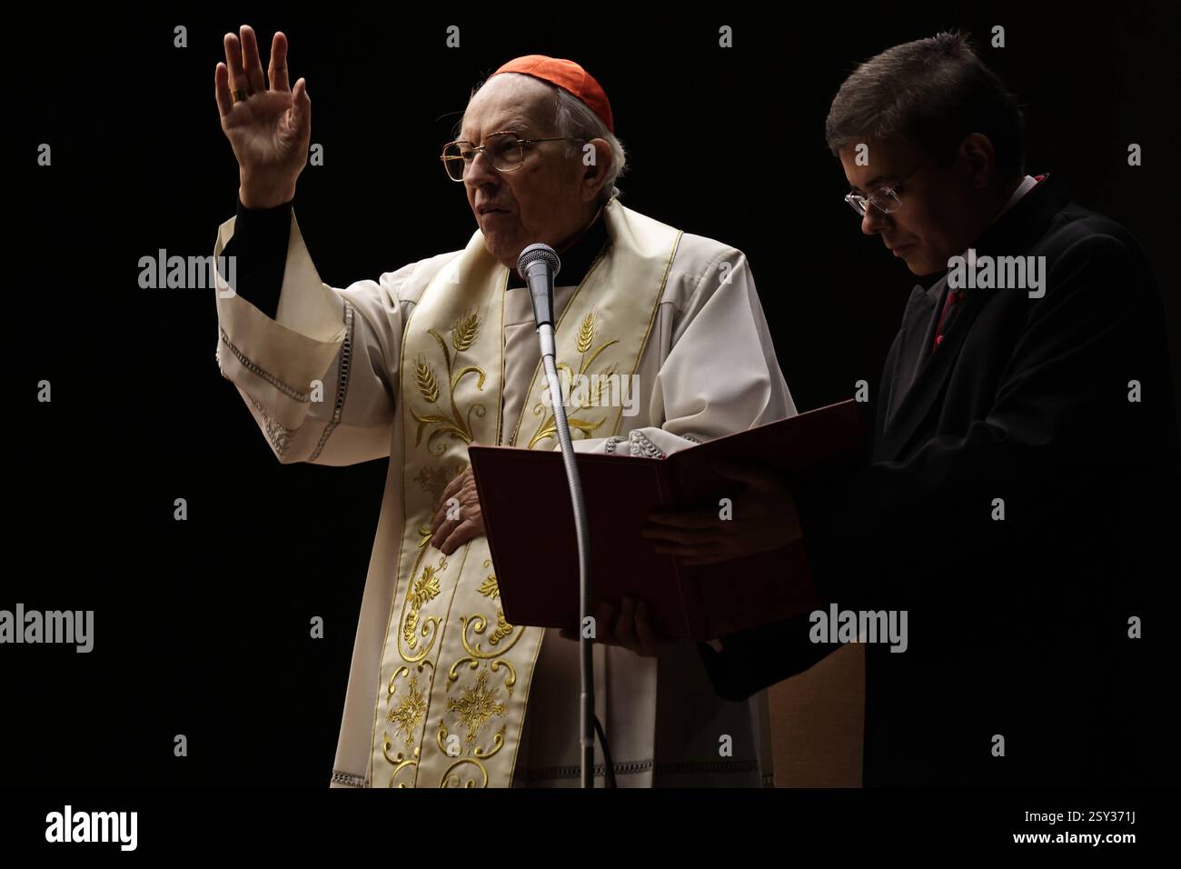 February 26, 2025 - Vatican City. Cardinal GIOVANNI BATTISTA RE Dean of ...