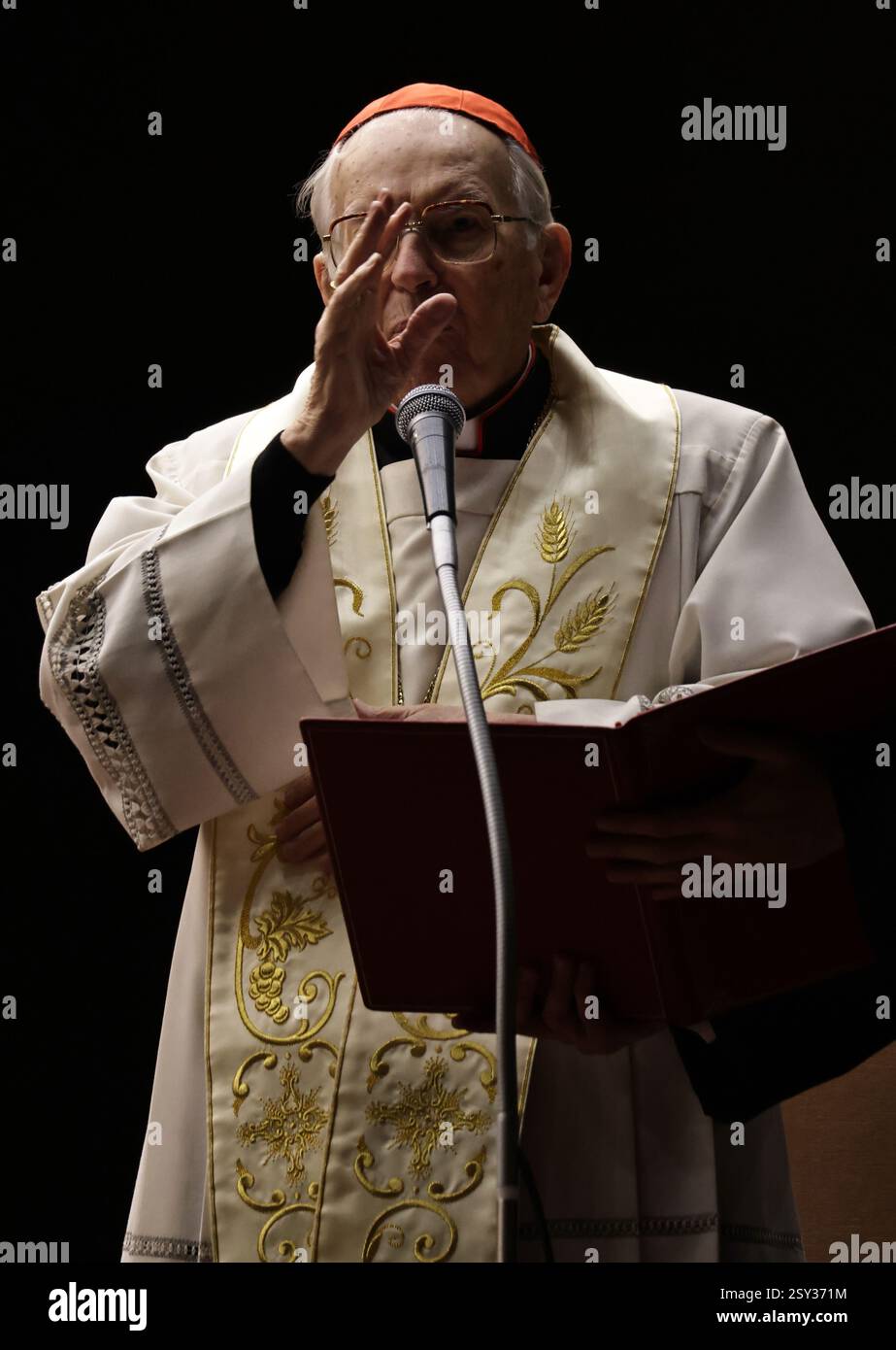 February 26, 2025 - Vatican City. Cardinal GIOVANNI BATTISTA RE Dean of ...