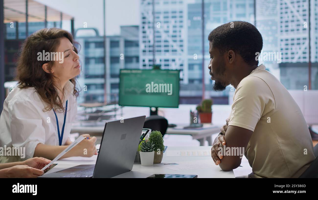 HR manager conducting a detailed interview with a potential candidate ...