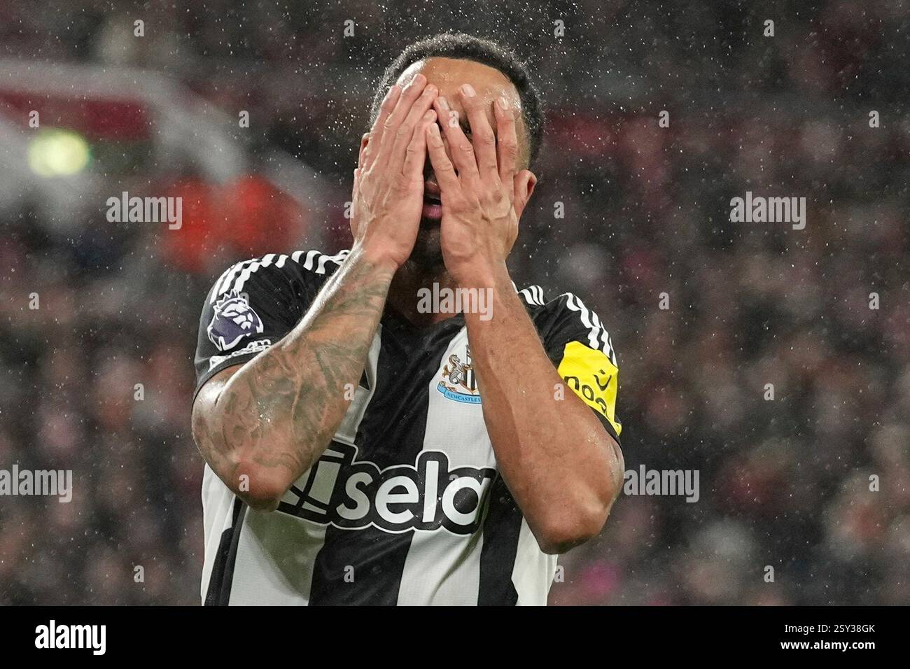 Newcastle's Callum Wilson reacts after missing a chance during the ...