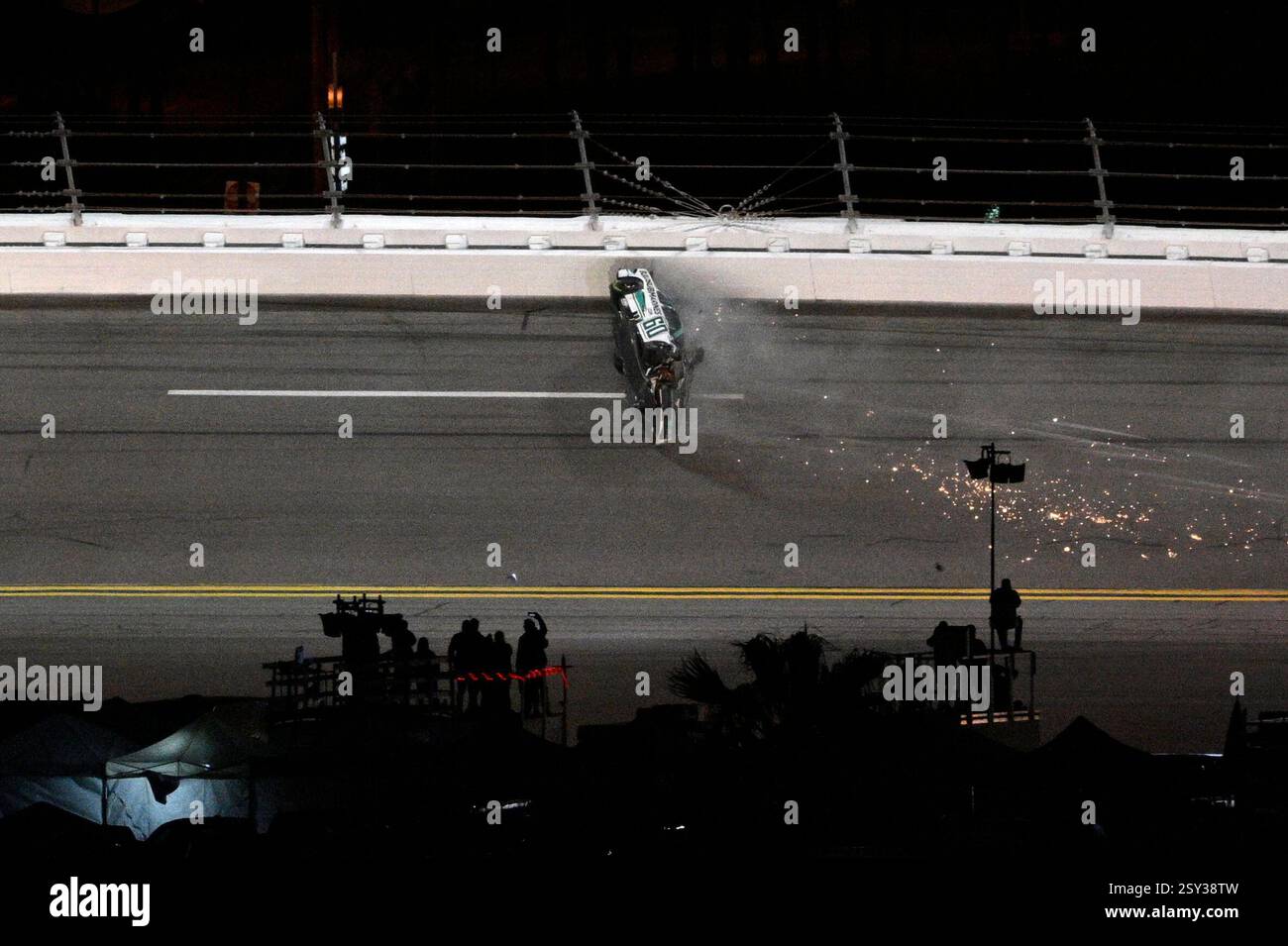 Ryan Preece (60) gets airborne after a collision in Turn 3 during the ...