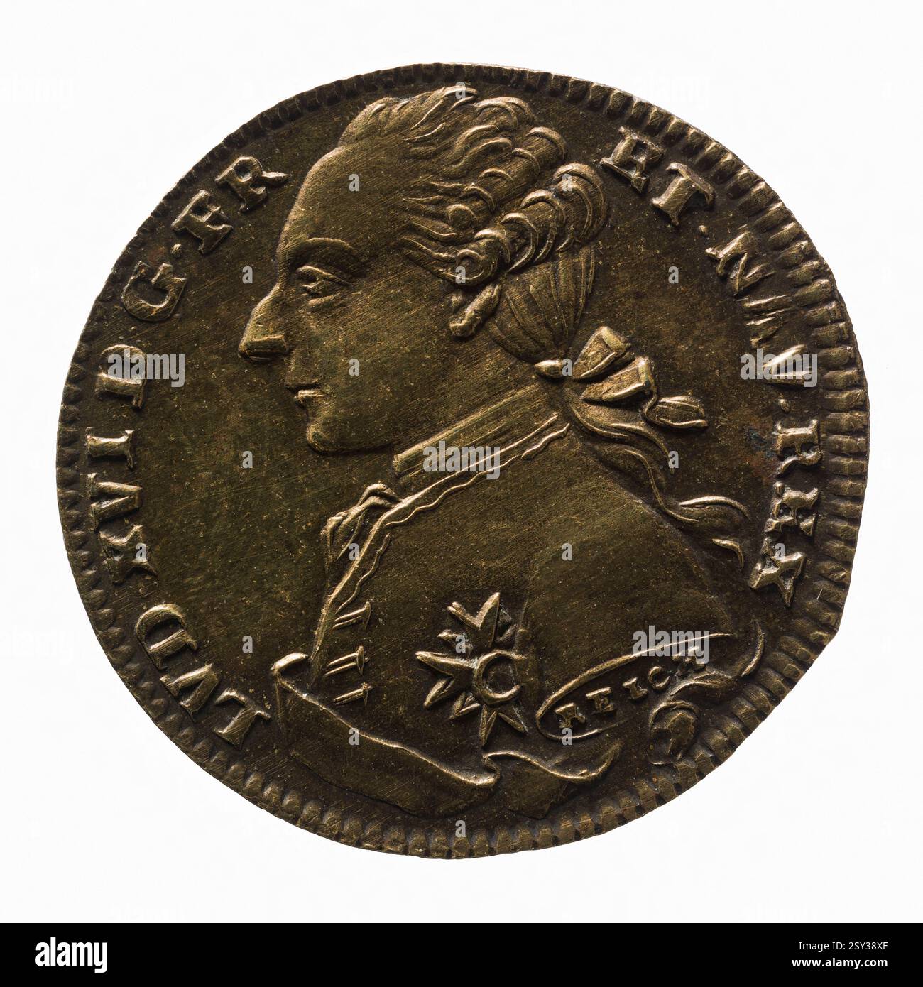 A Jeton coin like token of French King Louis XVI, portrait effigy Stock ...
