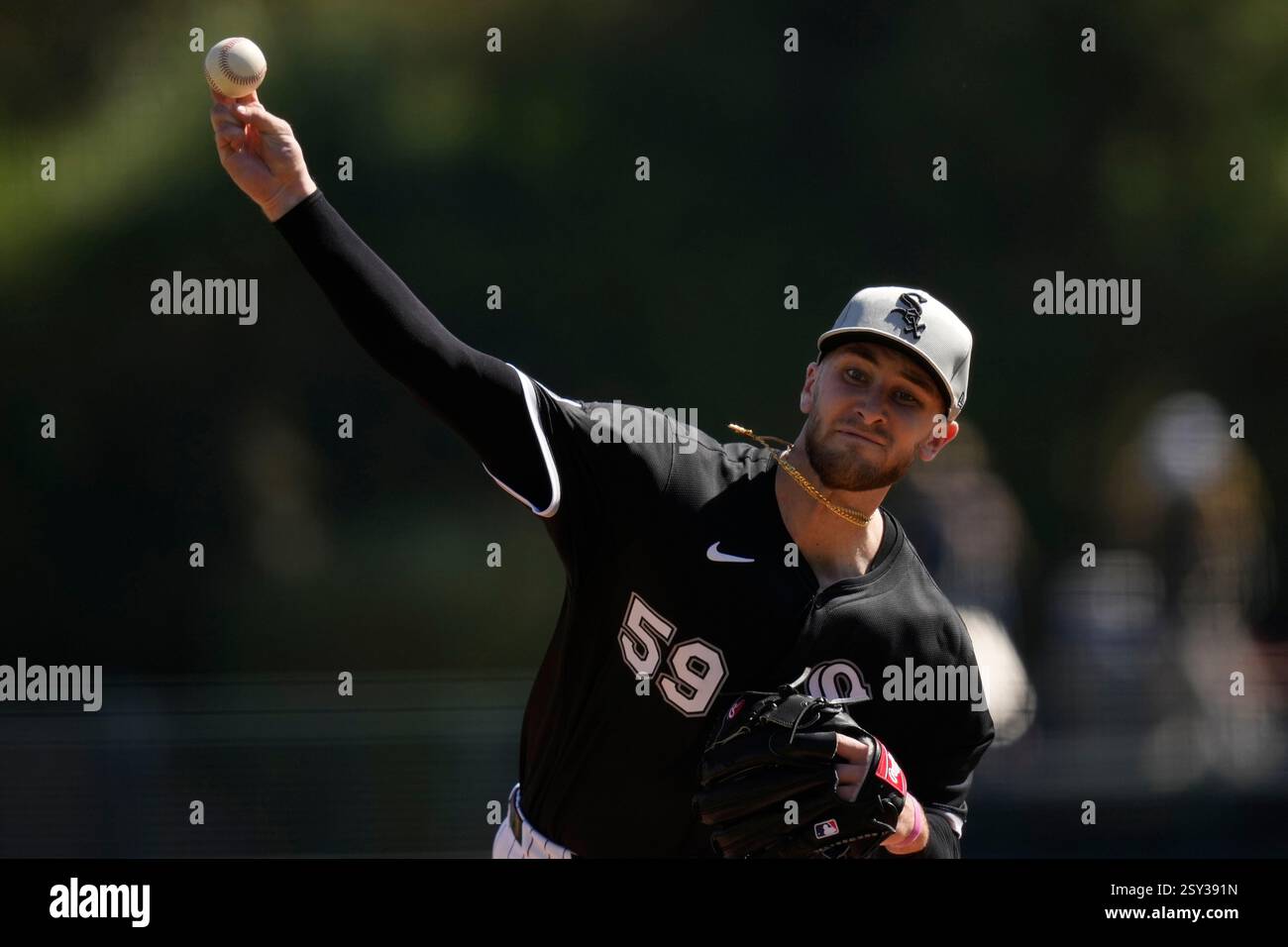 Chicago White Sox pitcher Sewan Burke throws during the first inning of ...