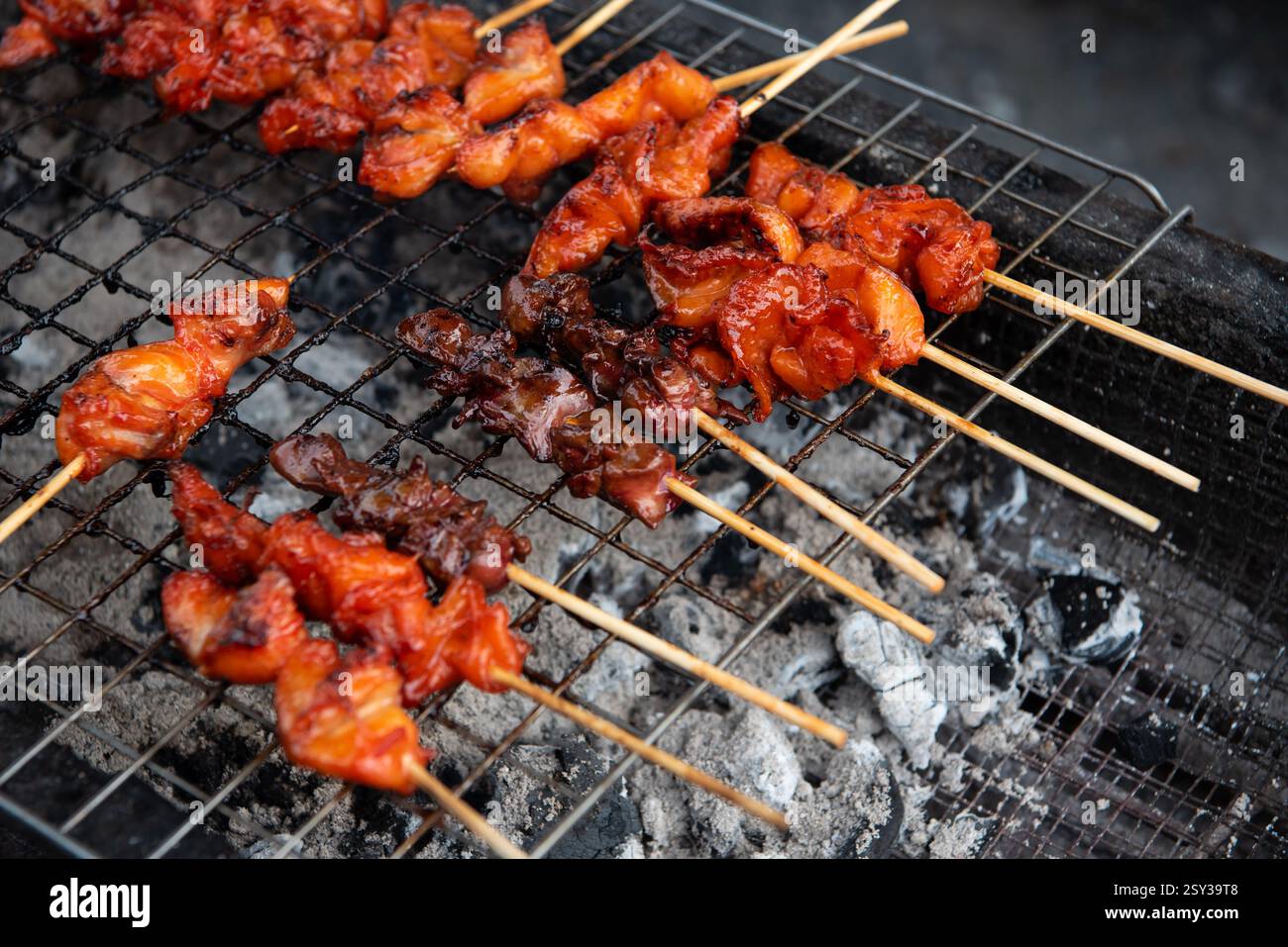 Grilled chicken sauce is a Thai barbeque food by chicken and sauce ...