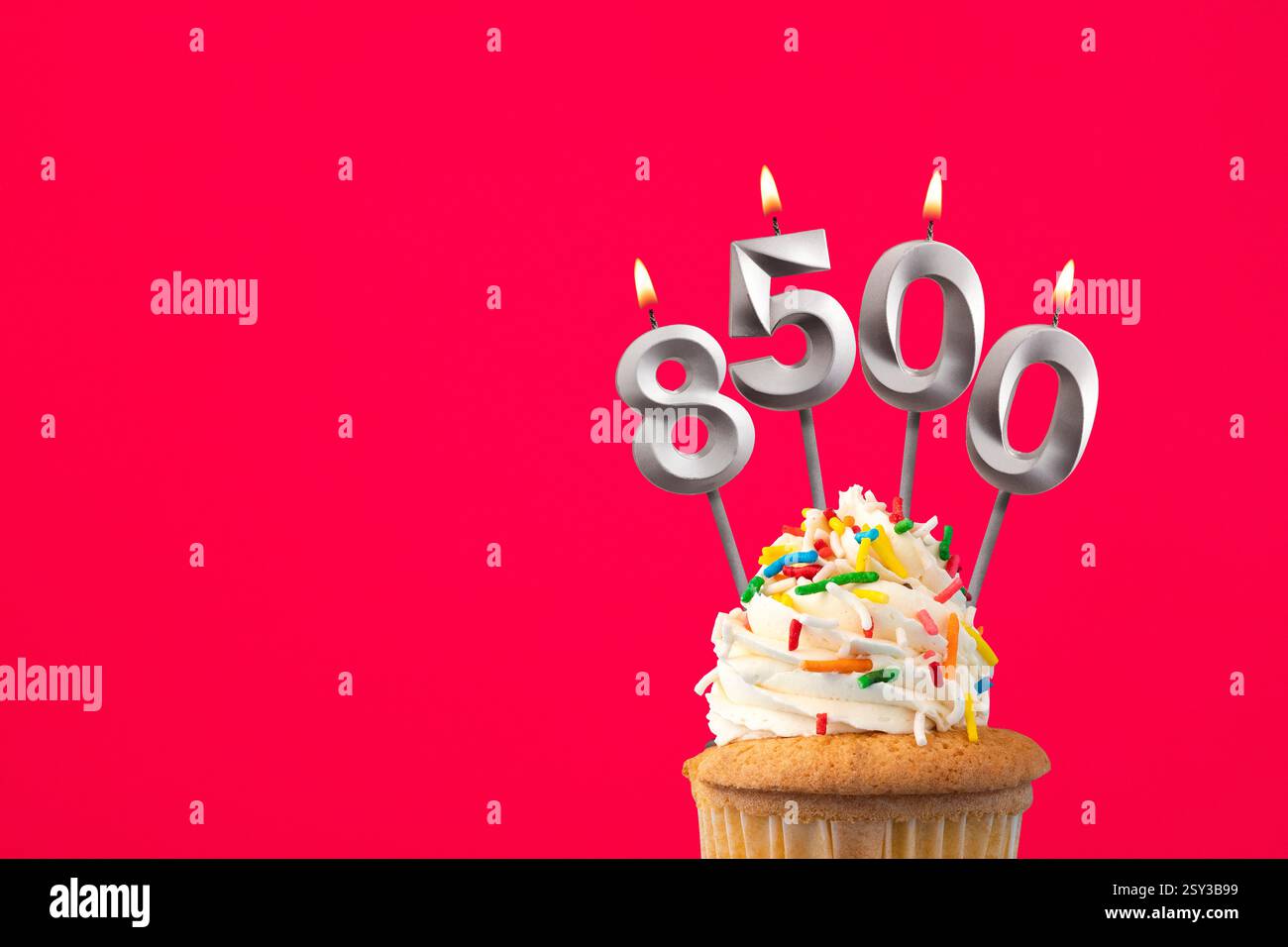 Number of followers or likes - Candle number 8500 Stock Photo - Alamy