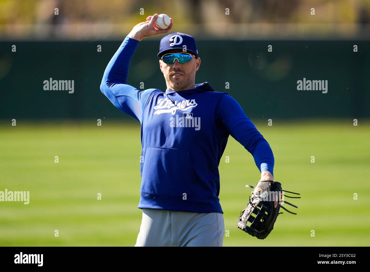 Los Angeles Dodgers first baseman Freddie Freeman works out during a ...