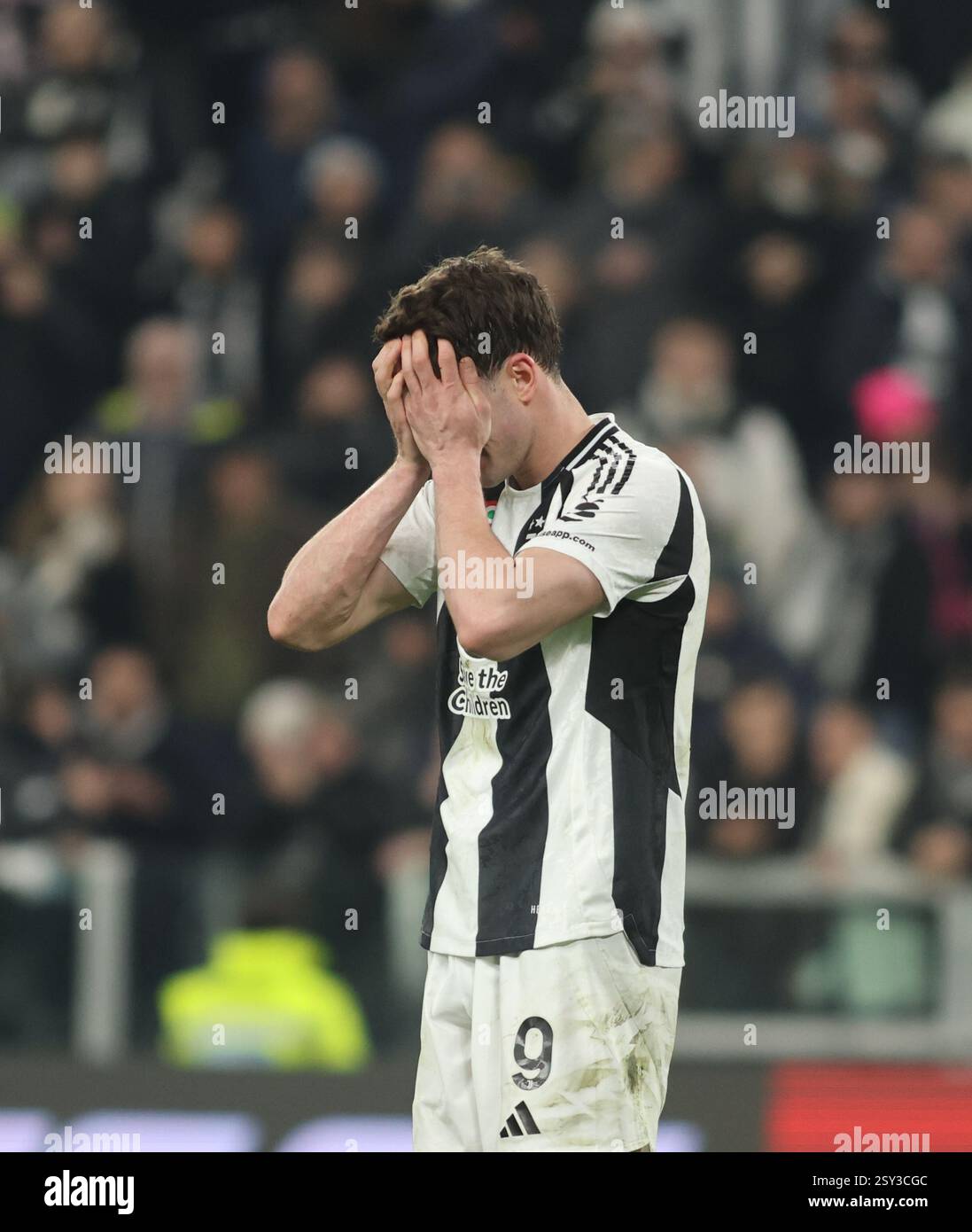 Turin, Italy. 26th Feb, 2025. Dusan Vlahovic of Juventus FC during the Coppa Italia 2024/25 ...