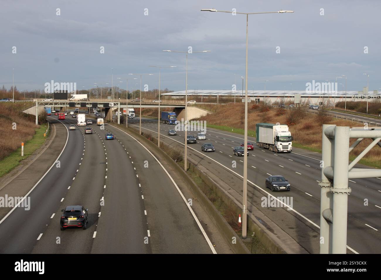 M1 Light Motorway Traffic Travelling Past Junction 10 Heading Dunstable ...