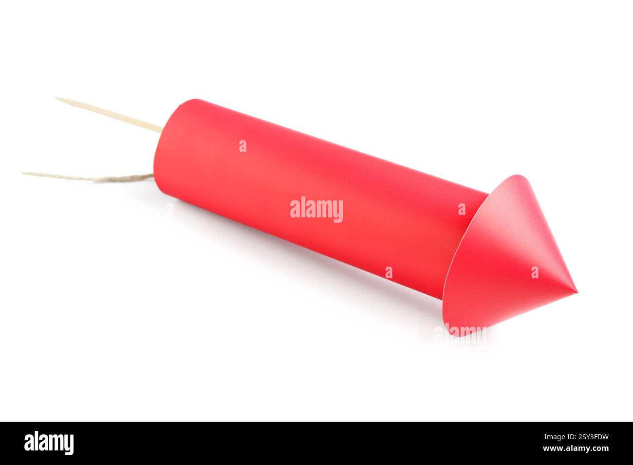 Red firework rocket on white background Stock Photo - Alamy