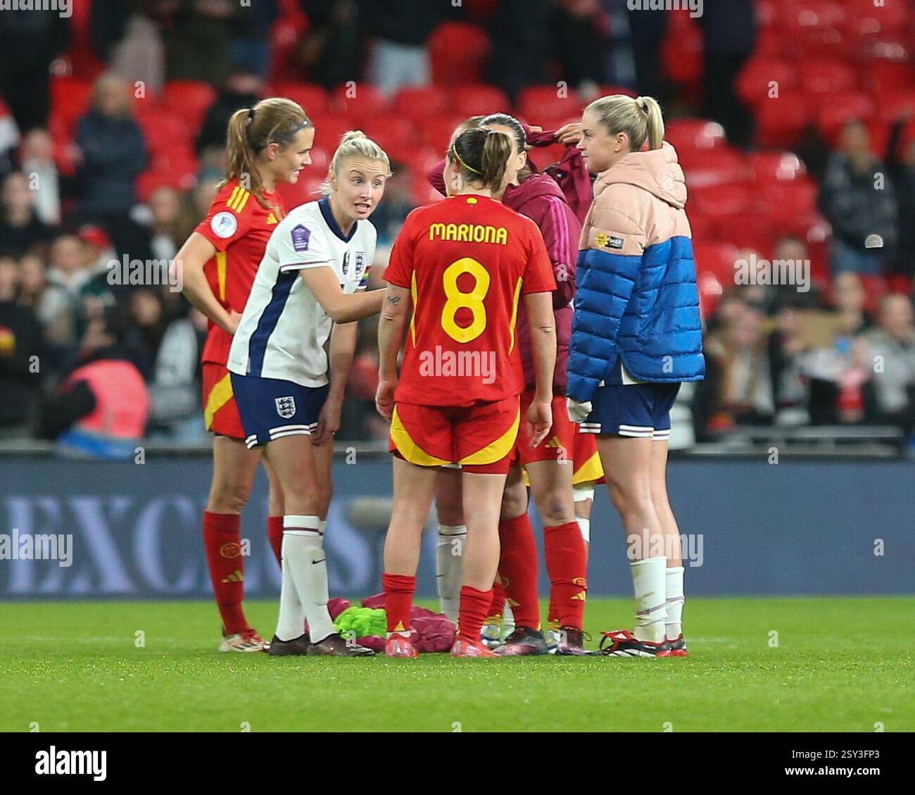 North London, United Kingdom. 26 February, 2025. Arsenal team mates ...