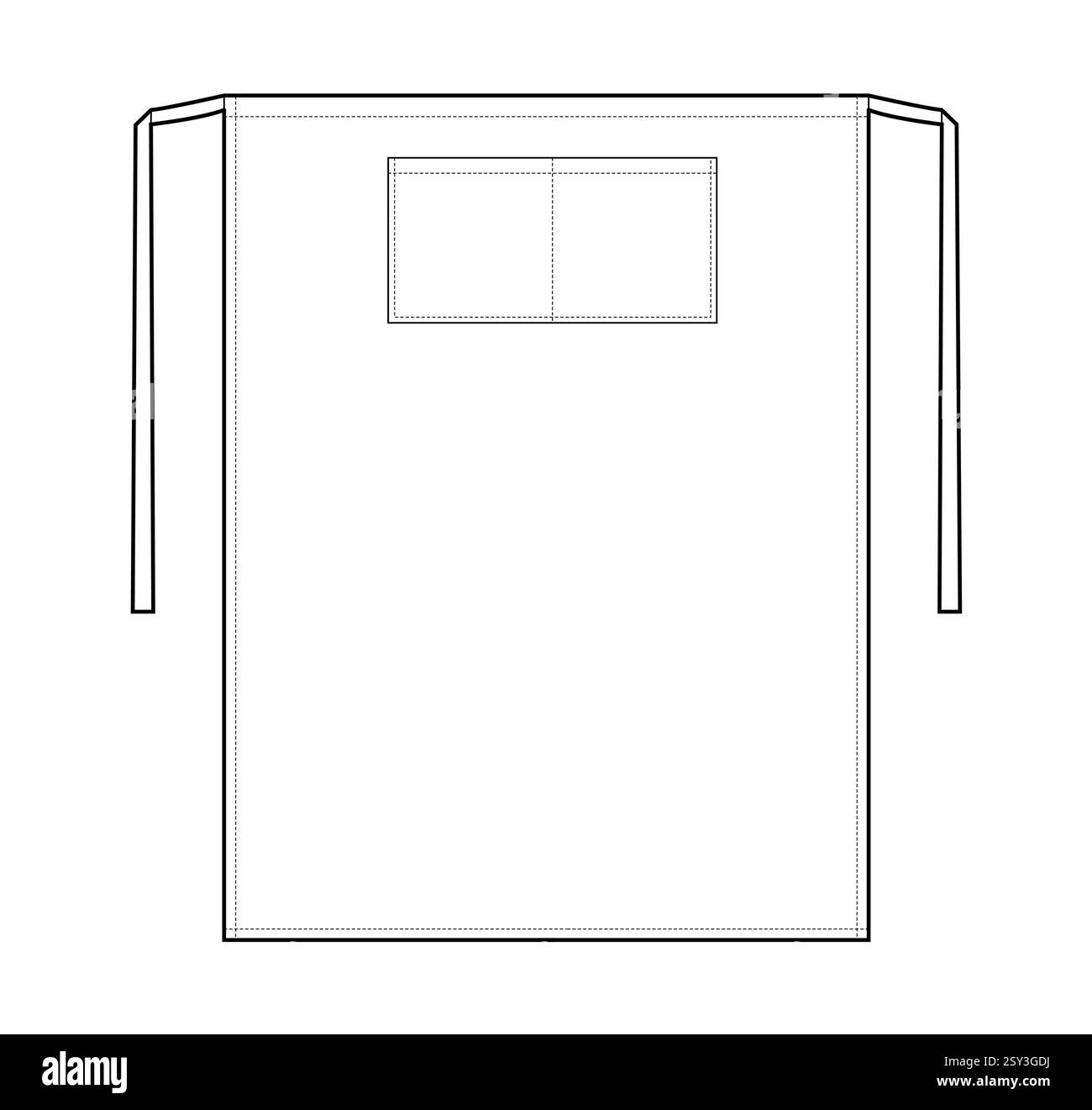 Long Bistro Apron technical fashion illustration. Chef uniform for ...