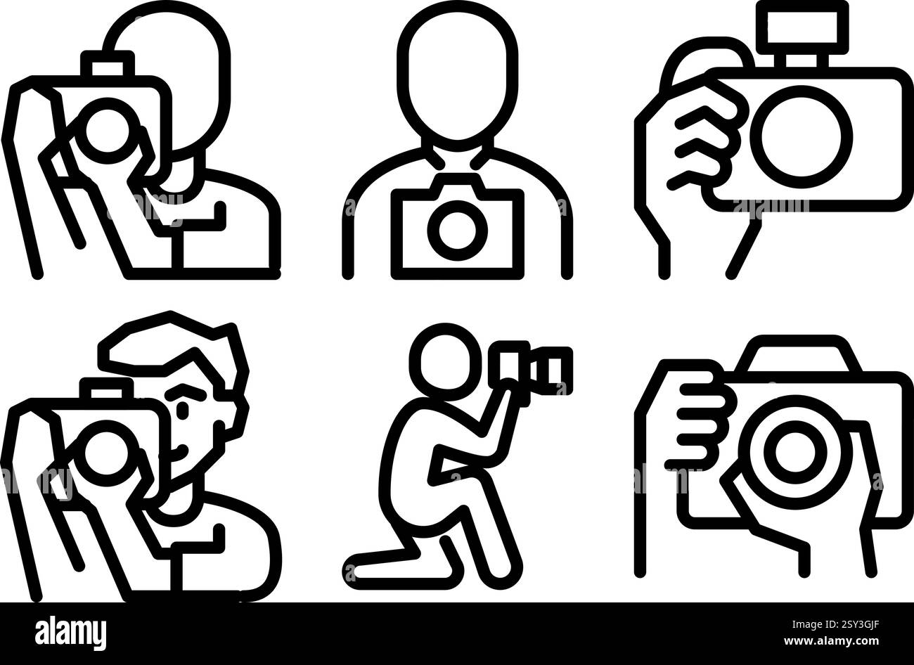 Photographer, reporter, journalist, camera icon set. Element of ...