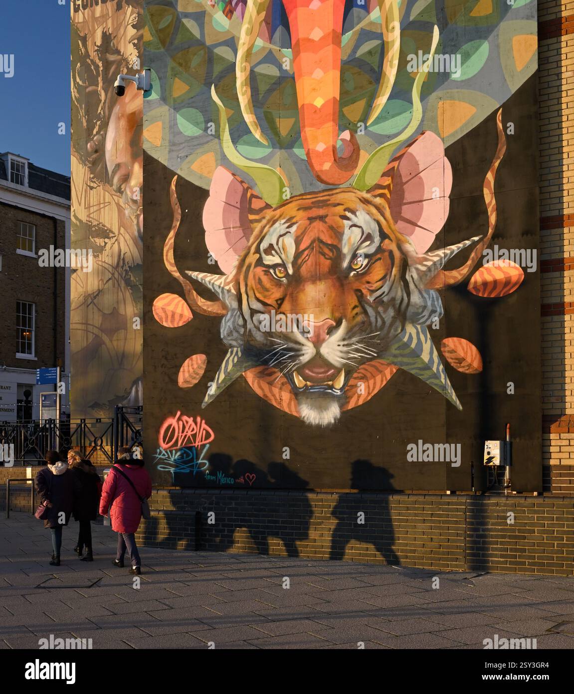 Art work facing south on the wall where Pier Hill meets the High Street ...