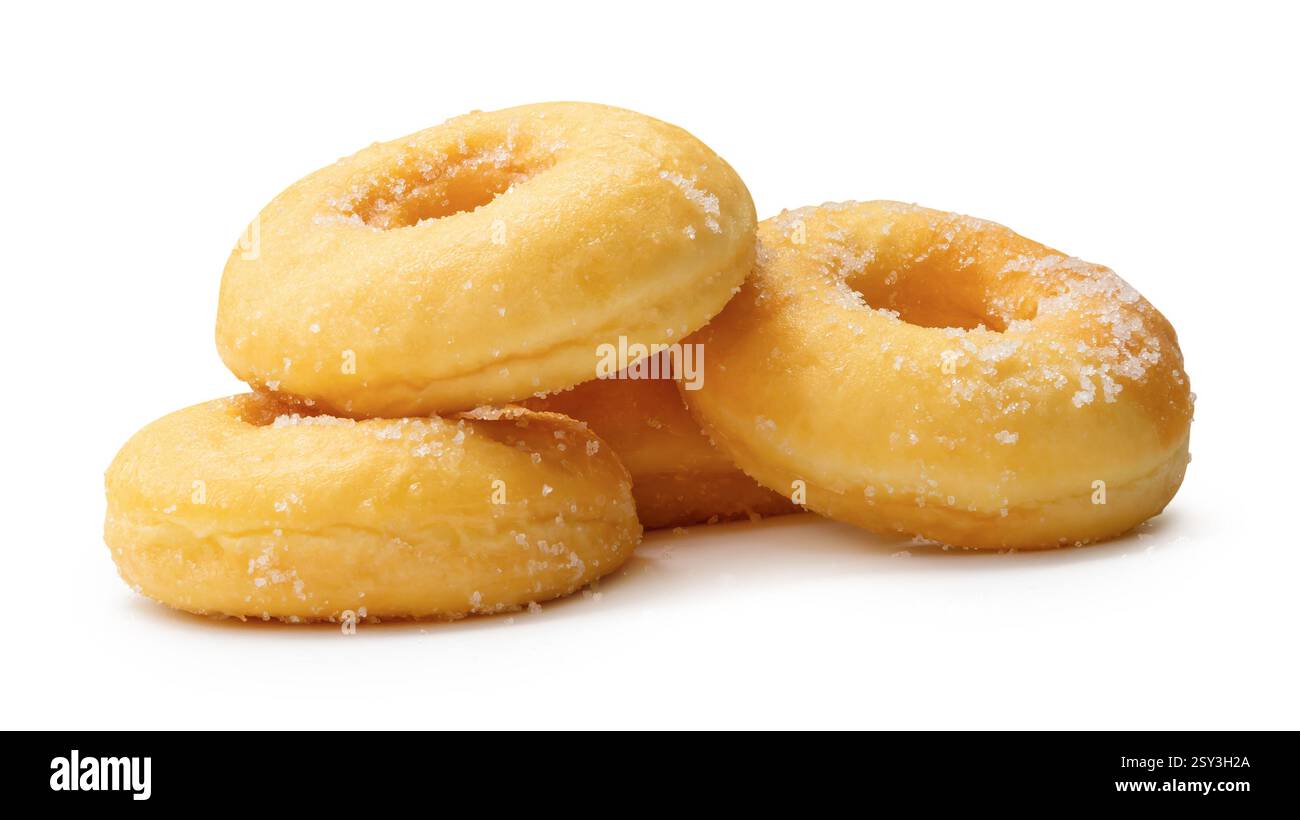 Side view of brown sugar glazed cinnamon donuts in stack is isolated on ...
