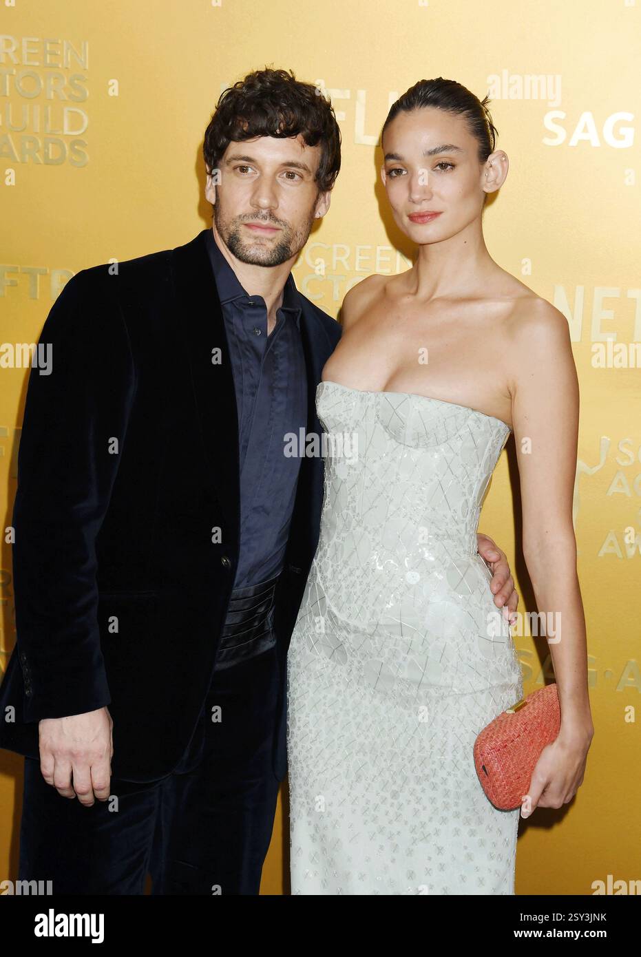 LOS ANGELES, CALIFORNIA - FEBRUARY 23: (L-R) Nick Blood and Emory Ault ...