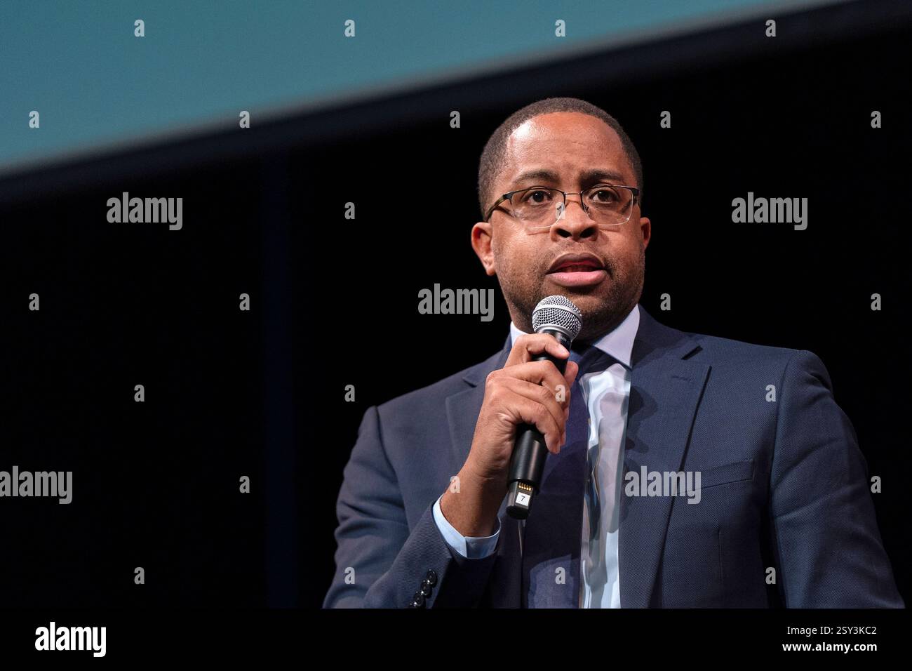 Sen. Zellnor Myrie speaks during a District Council 37 New York City ...